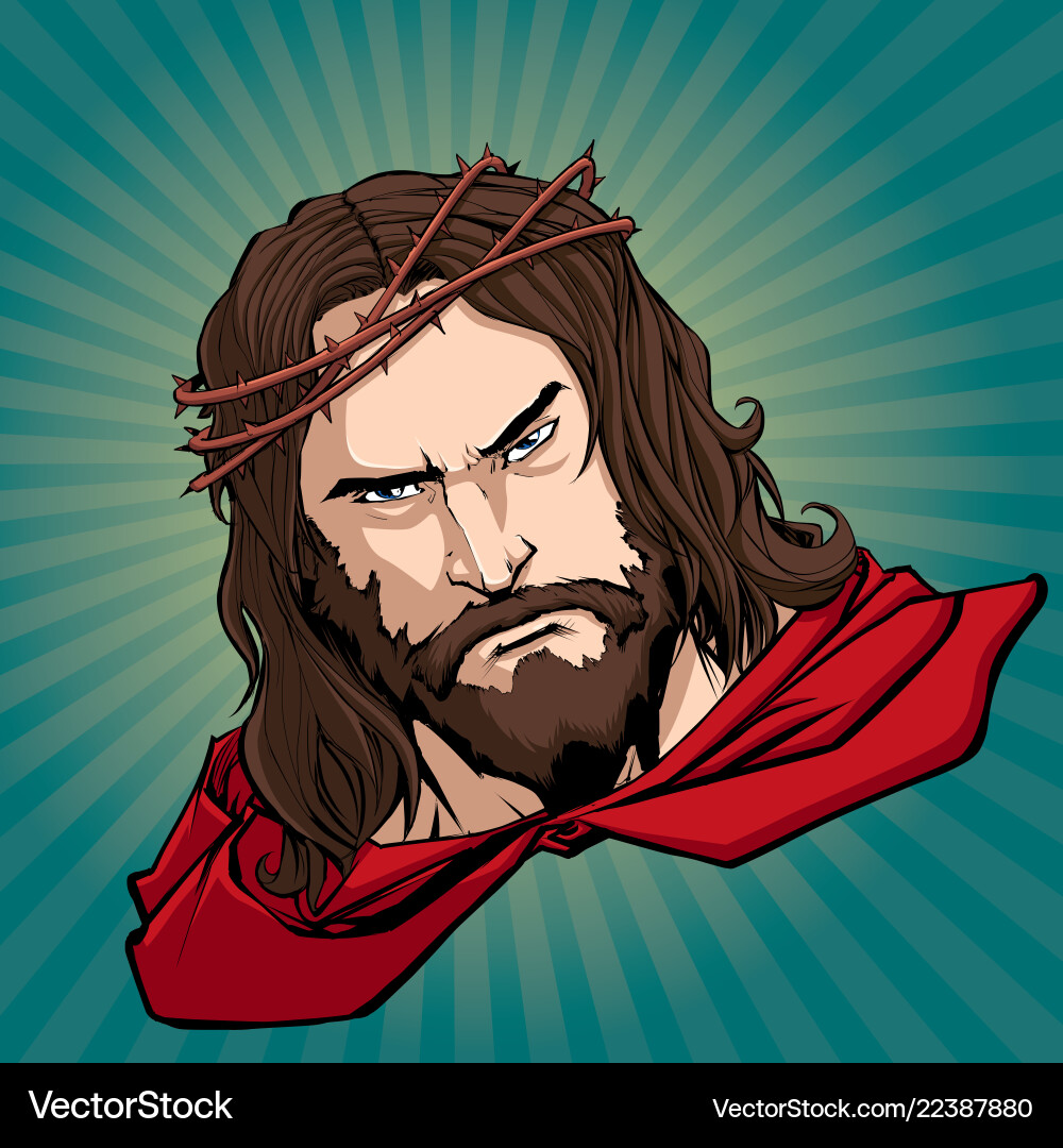Jesus superhero portrait Royalty Free Vector Image