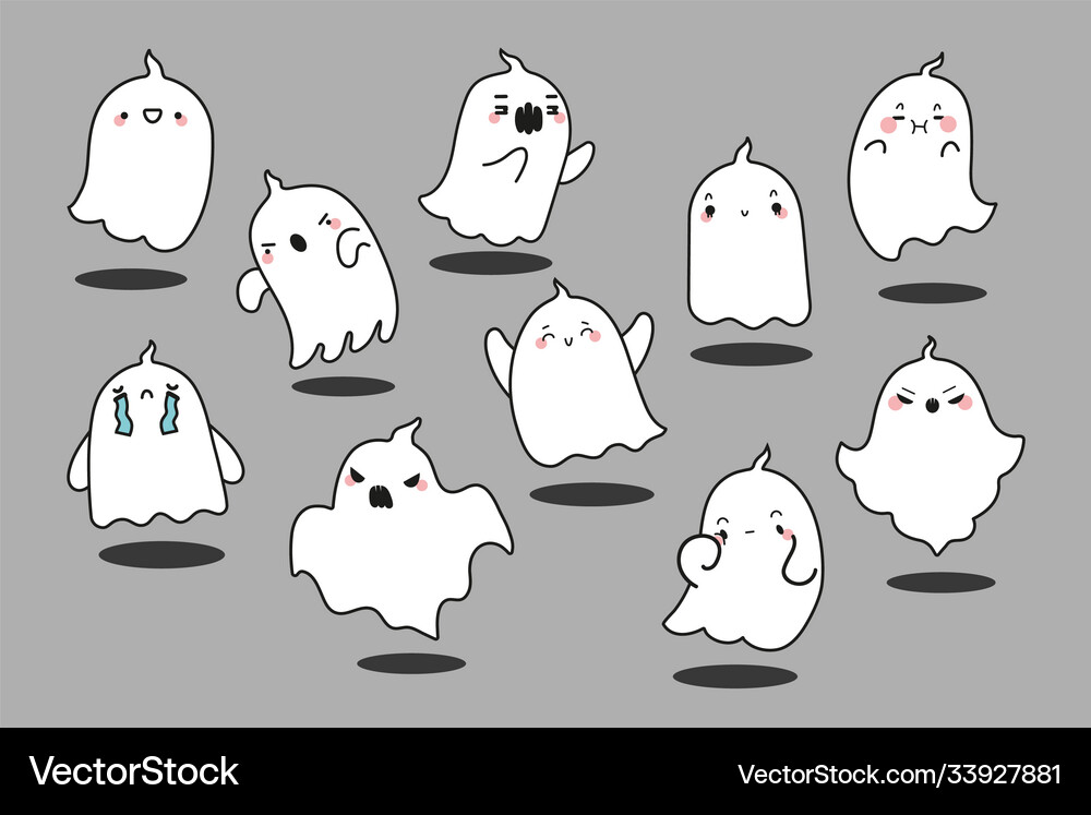 Ghosts doodle set Royalty Free Vector Image - VectorStock