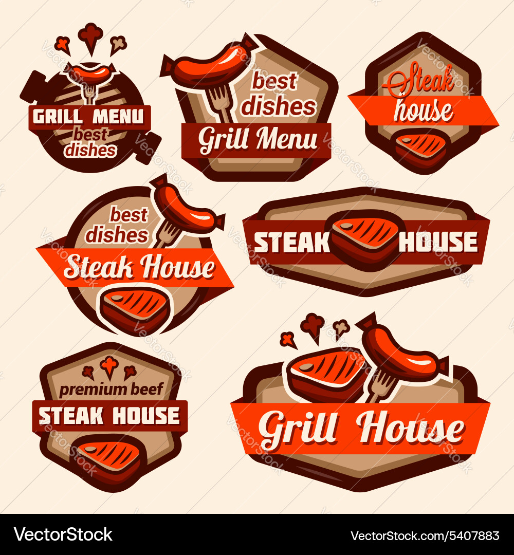 Grill logos set Royalty Free Vector Image - VectorStock
