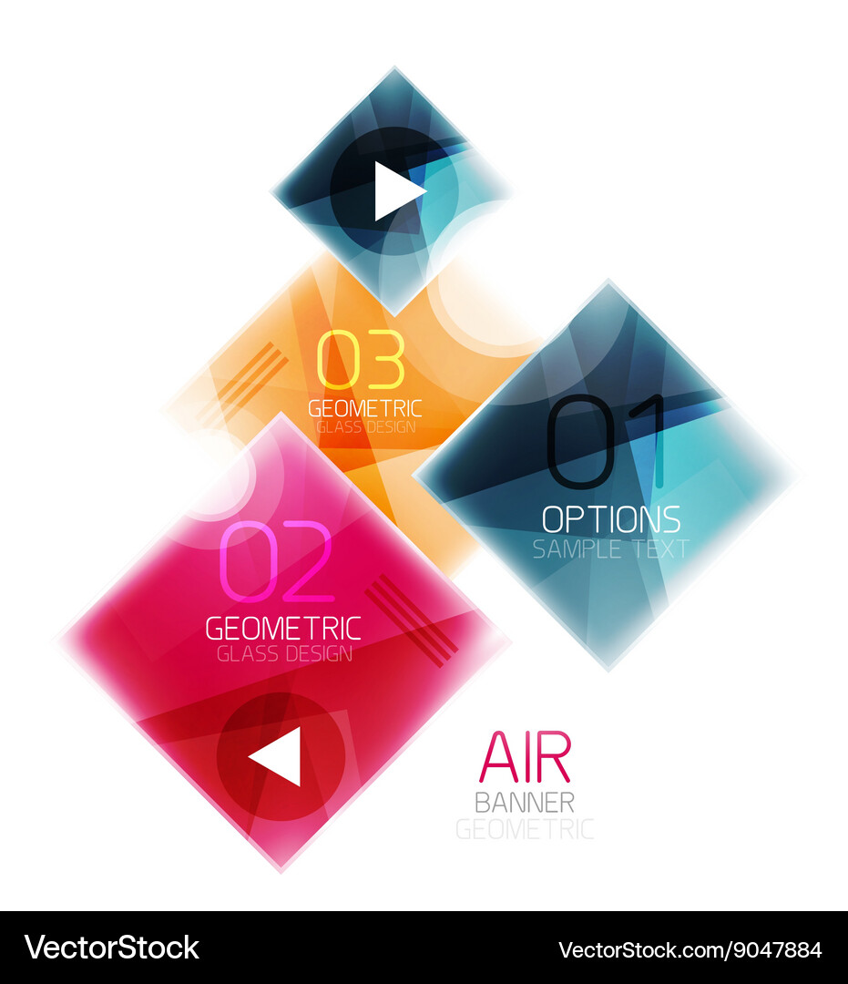 Glass square web box infographics banner Vector Image