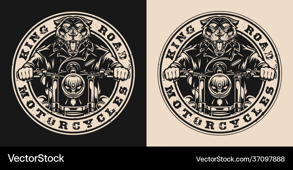 Custom motorcycle round vintage label Royalty Free Vector