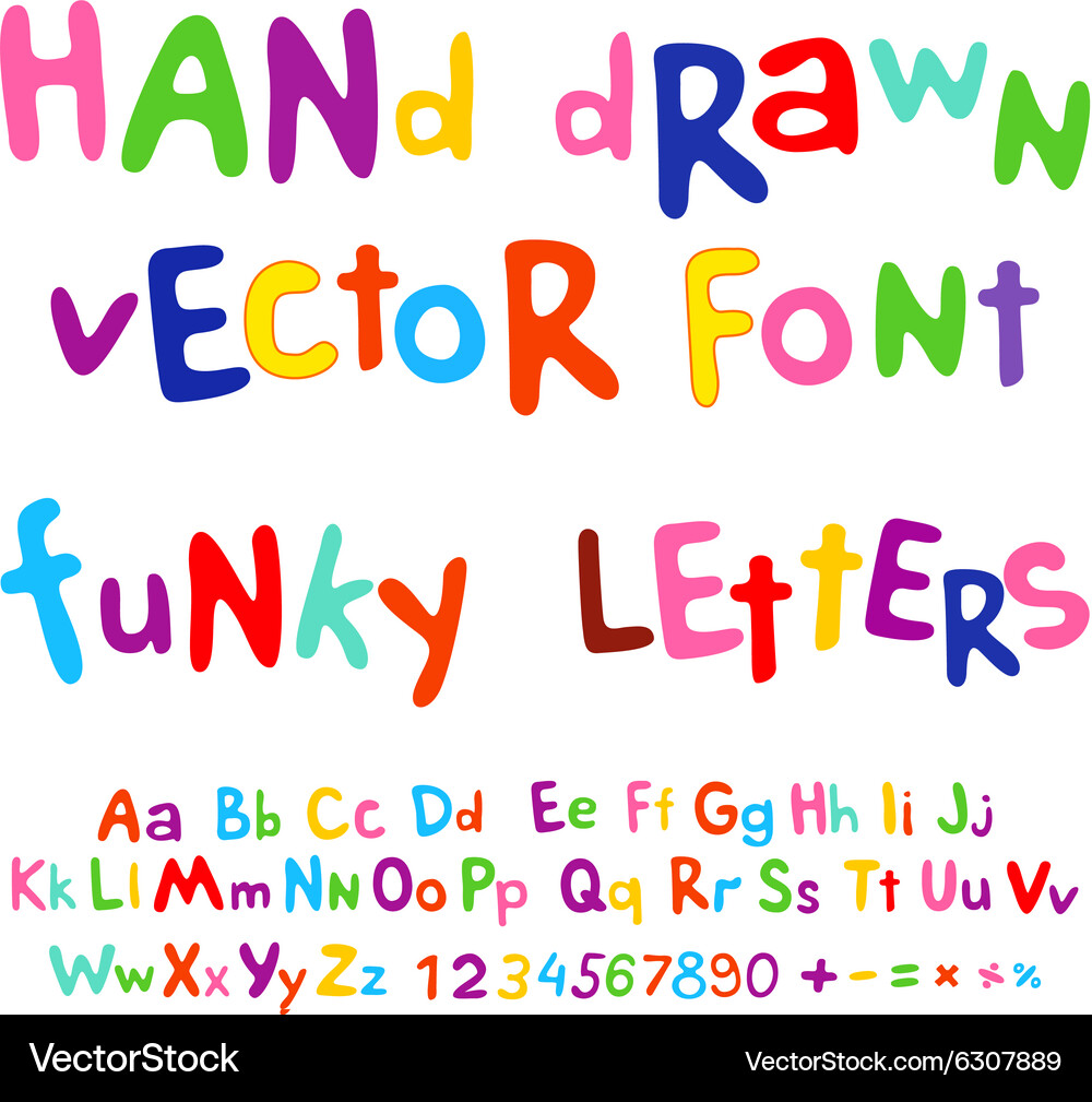 Hand-drawn alphabet funky letters font Royalty Free Vector