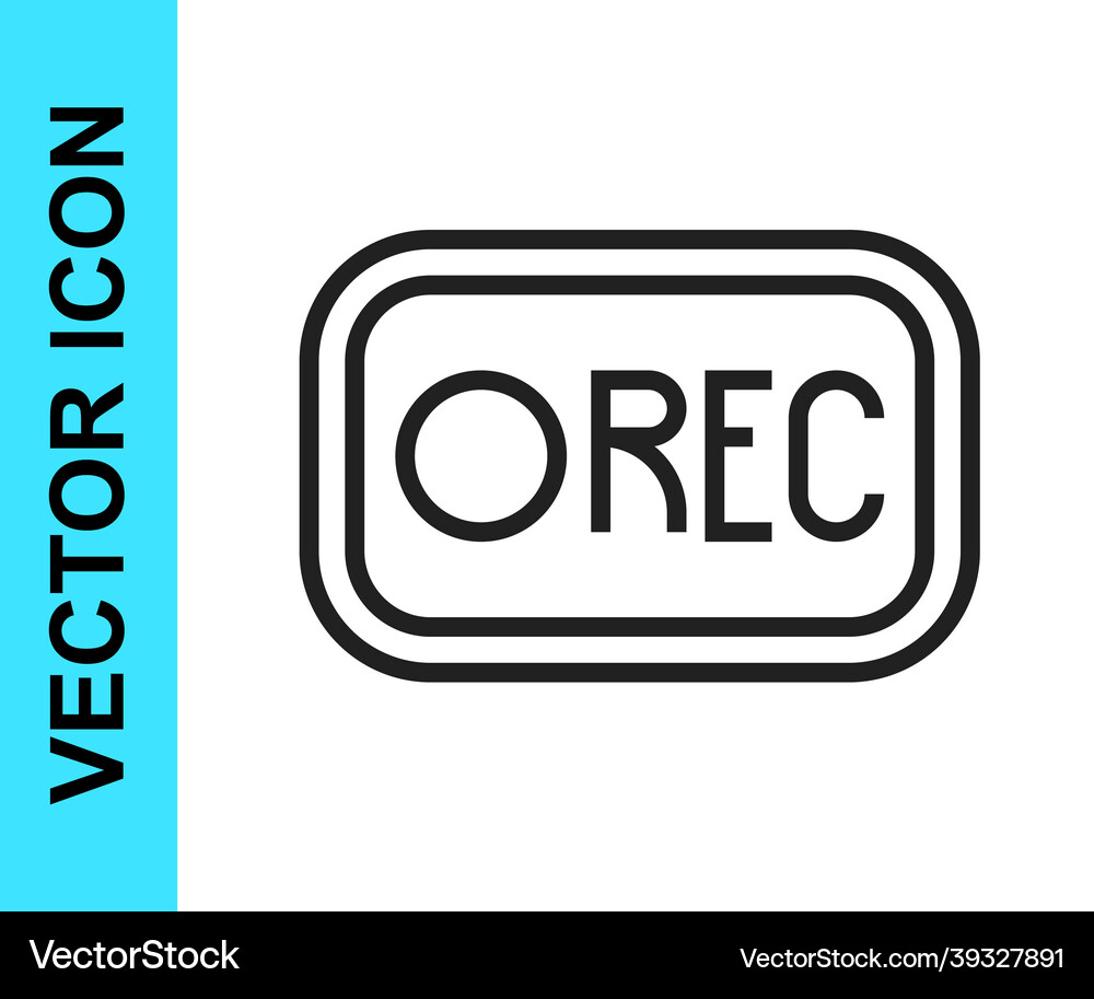 Black line record button icon isolated on white Vector Image