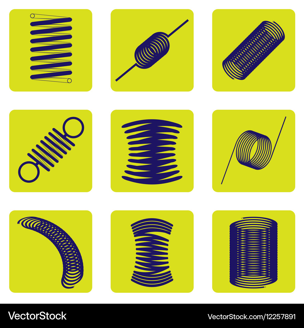 Monochrome icon set with springs Royalty Free Vector Image