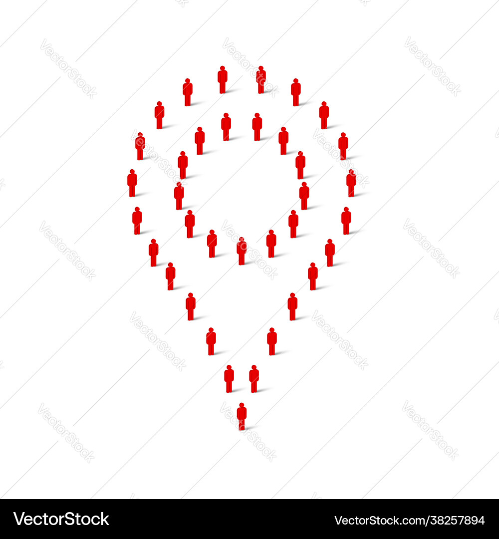 Human crowd in shape map pin marker stick Vector Image