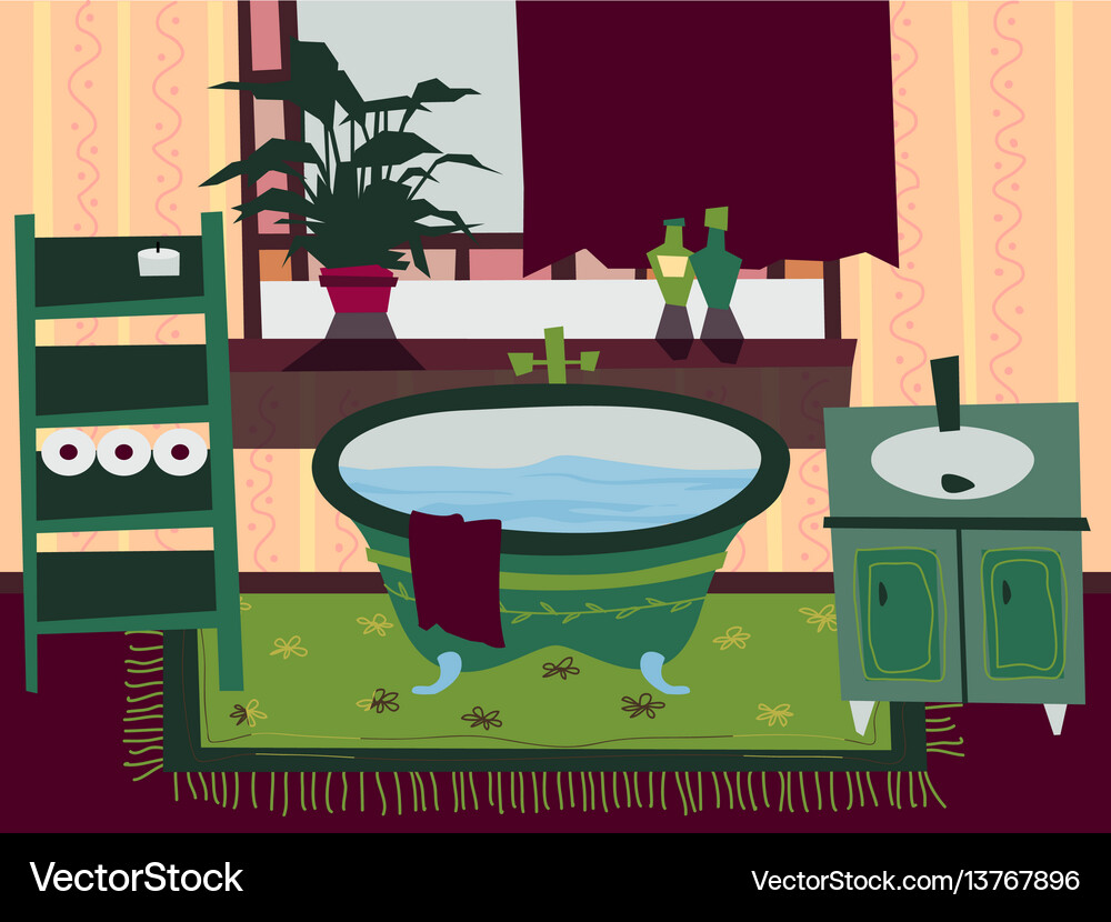 Cartoon flat bathroom interior Royalty Free Vector Image