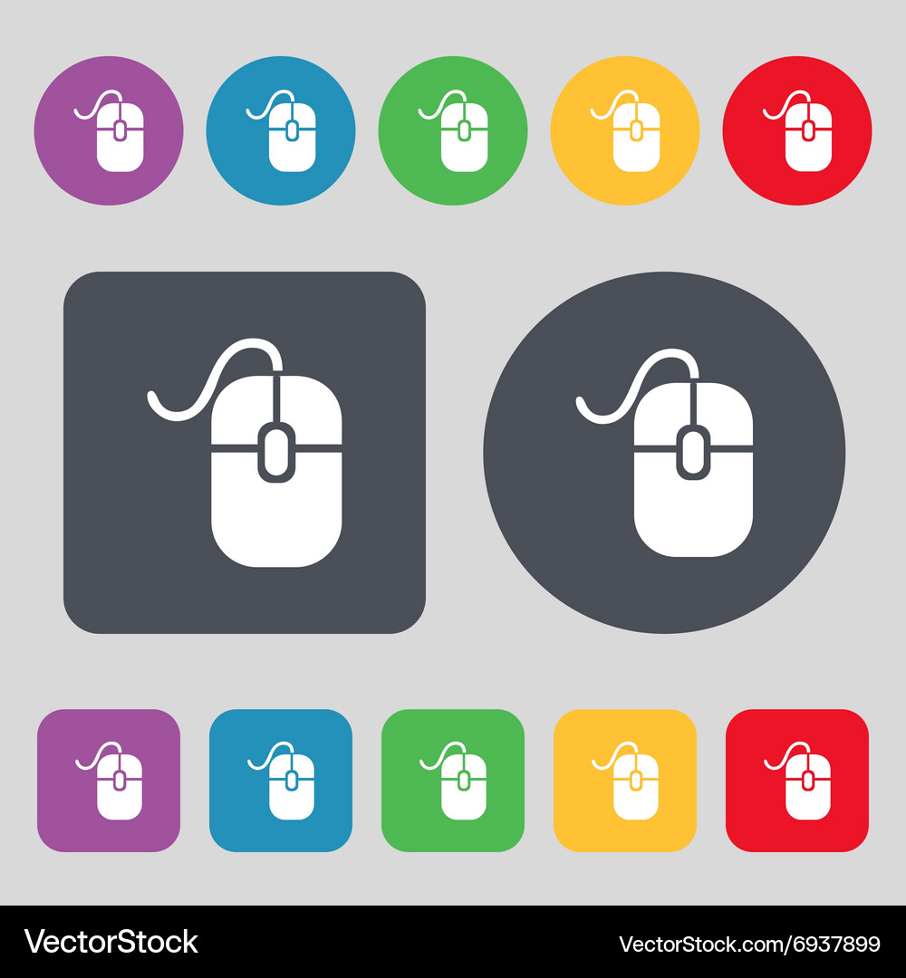 Computer mouse icon sign a set of 12 colored Vector Image