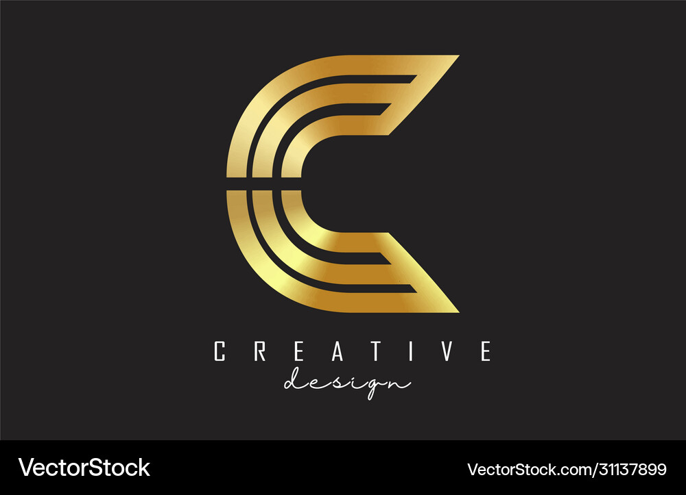 Golden wired monogram c letter logo with creative Vector Image