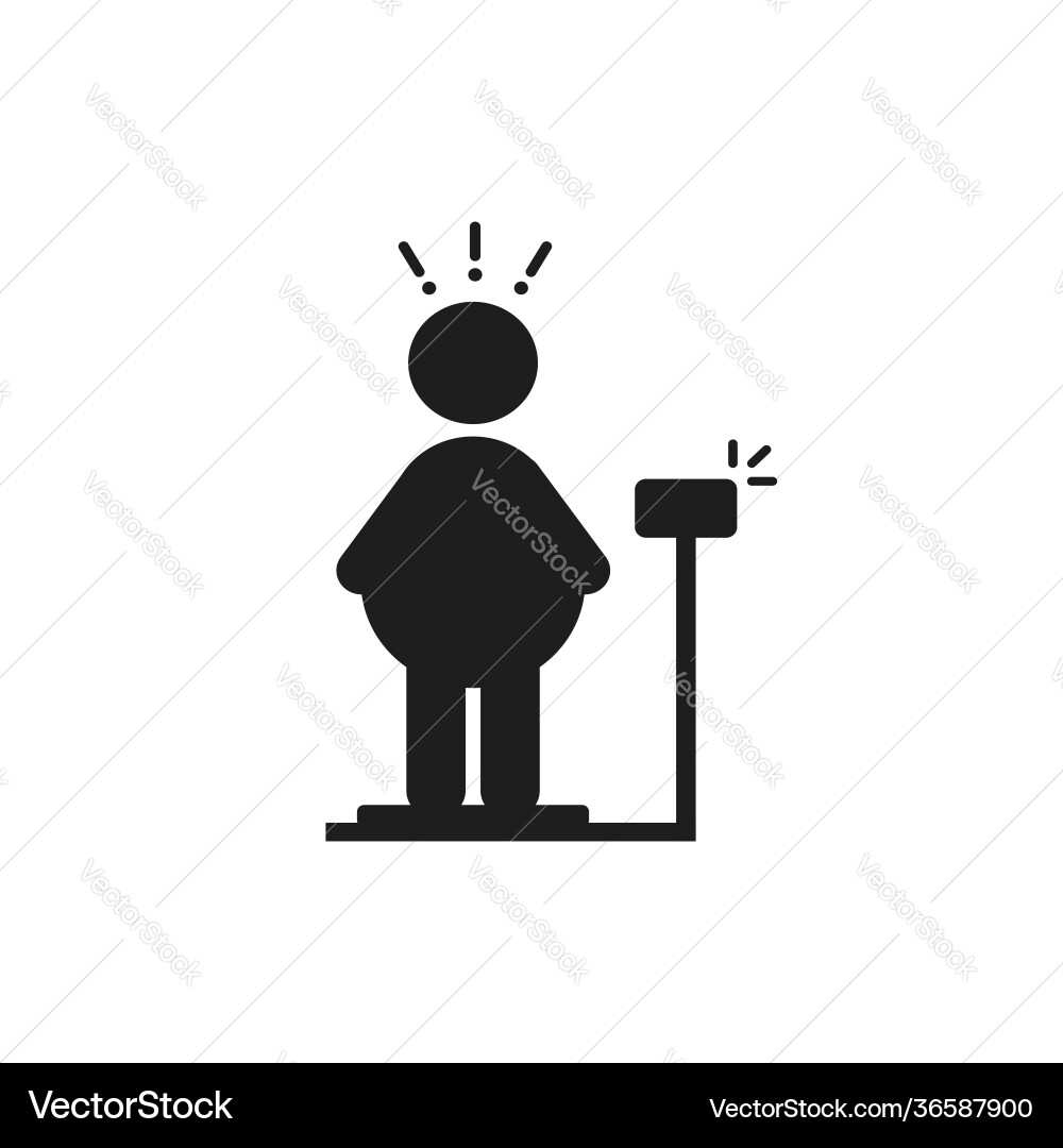 Black stick figure man on scales Royalty Free Vector Image