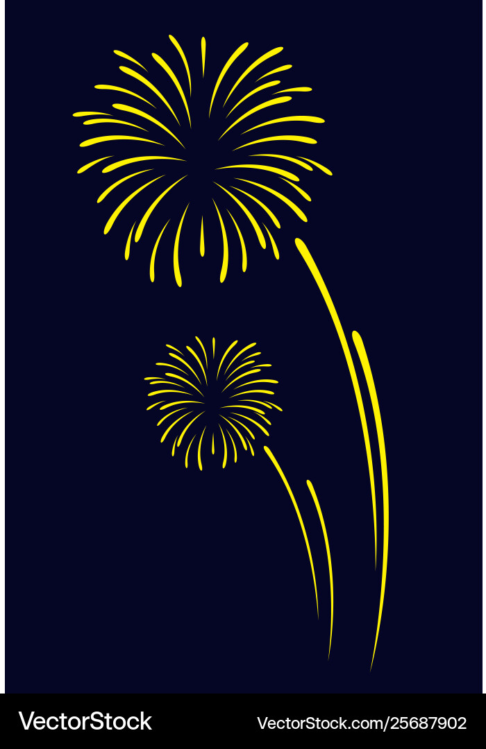 Fireworks sign icon on black blue background Vector Image