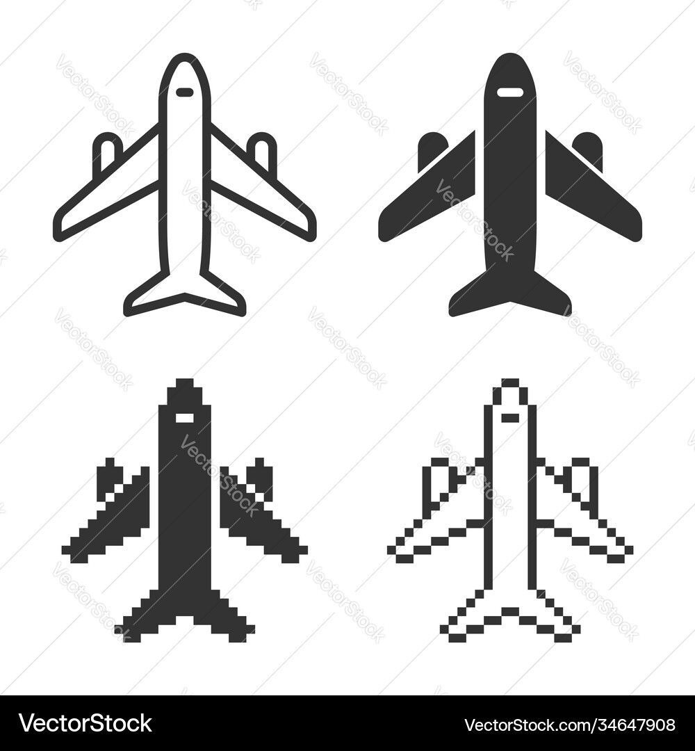 Monochromatic plane icon in different variants Vector Image