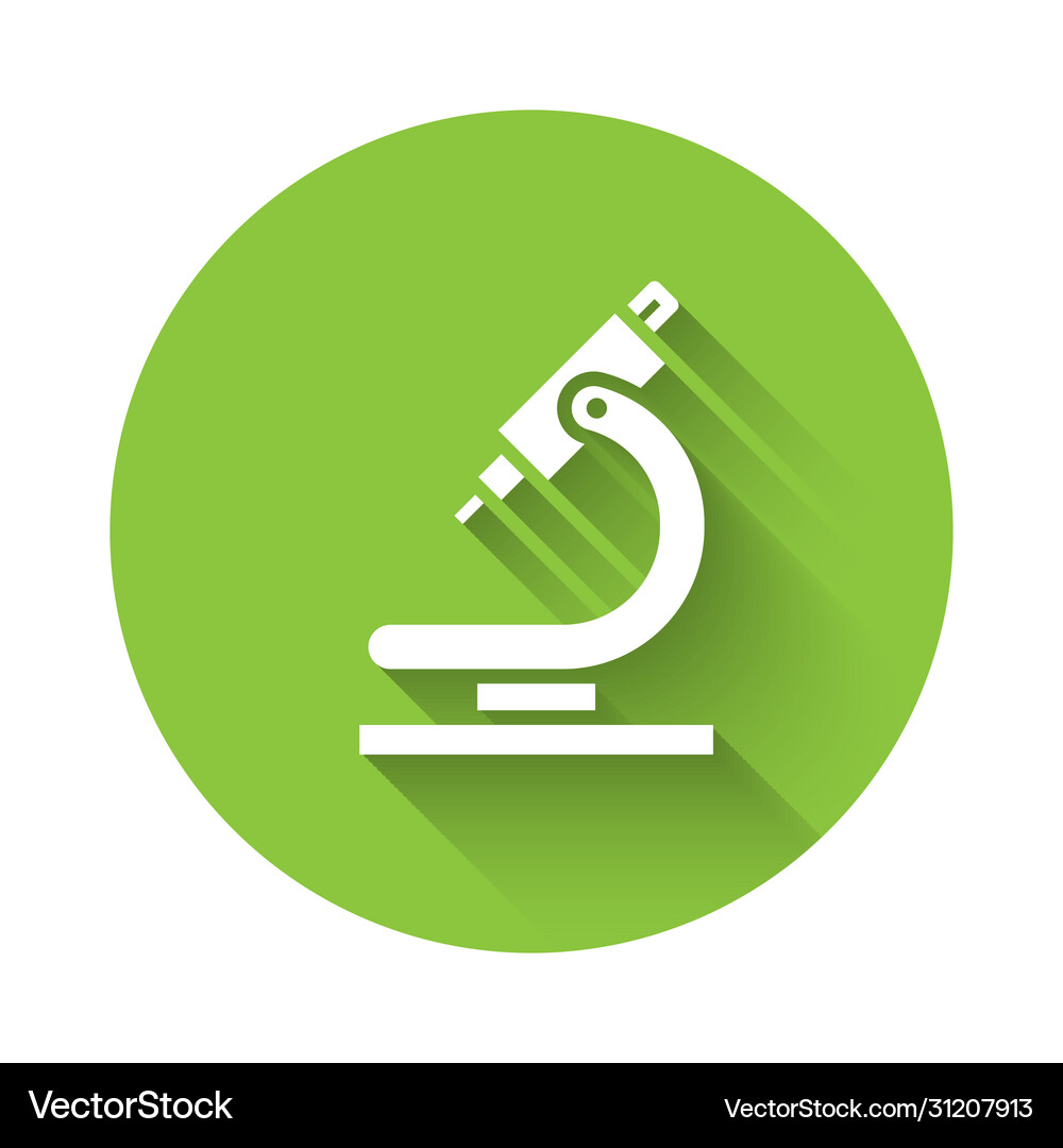 White microscope icon isolated with long shadow Vector Image