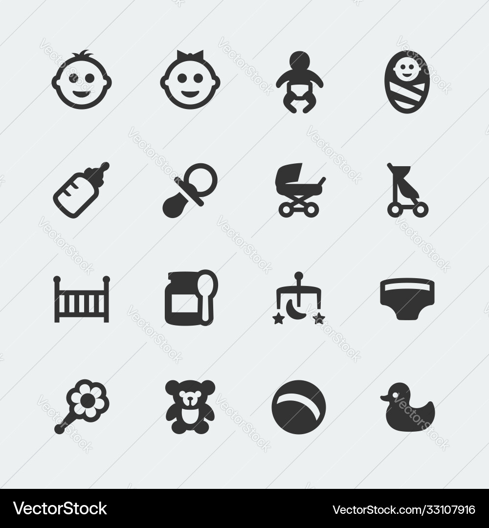 Baby mini icons set Royalty Free Vector Image - VectorStock