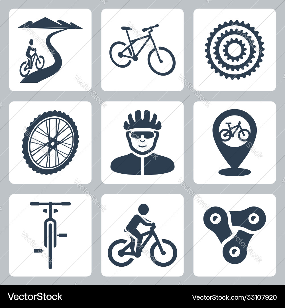 Bicycling cycling icons set Royalty Free Vector Image