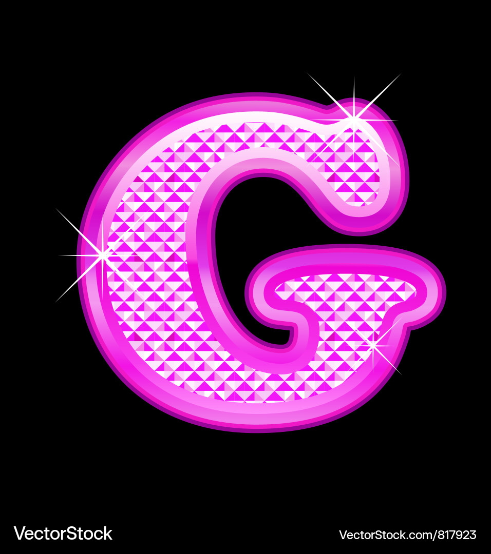 G letter pink bling girly Royalty Free Vector Image