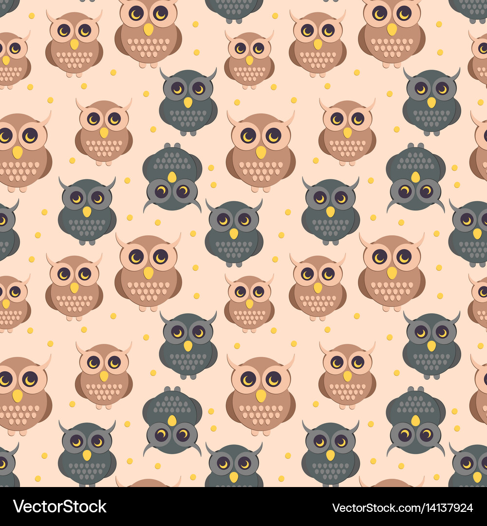 Owl in flat style pattern Royalty Free Vector Image