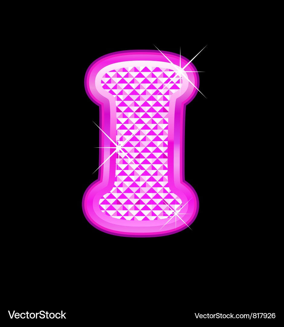 I letter pink bling girly Royalty Free Vector Image