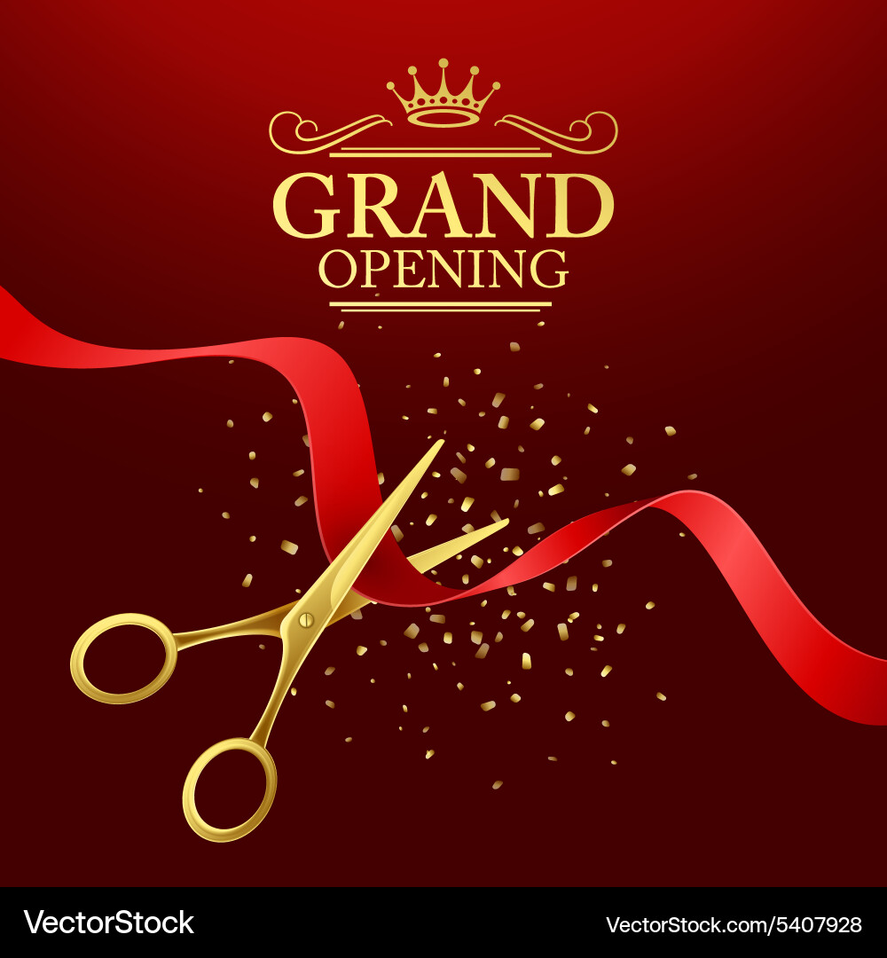 Grand opening with red ribbon Royalty Free Vector Image