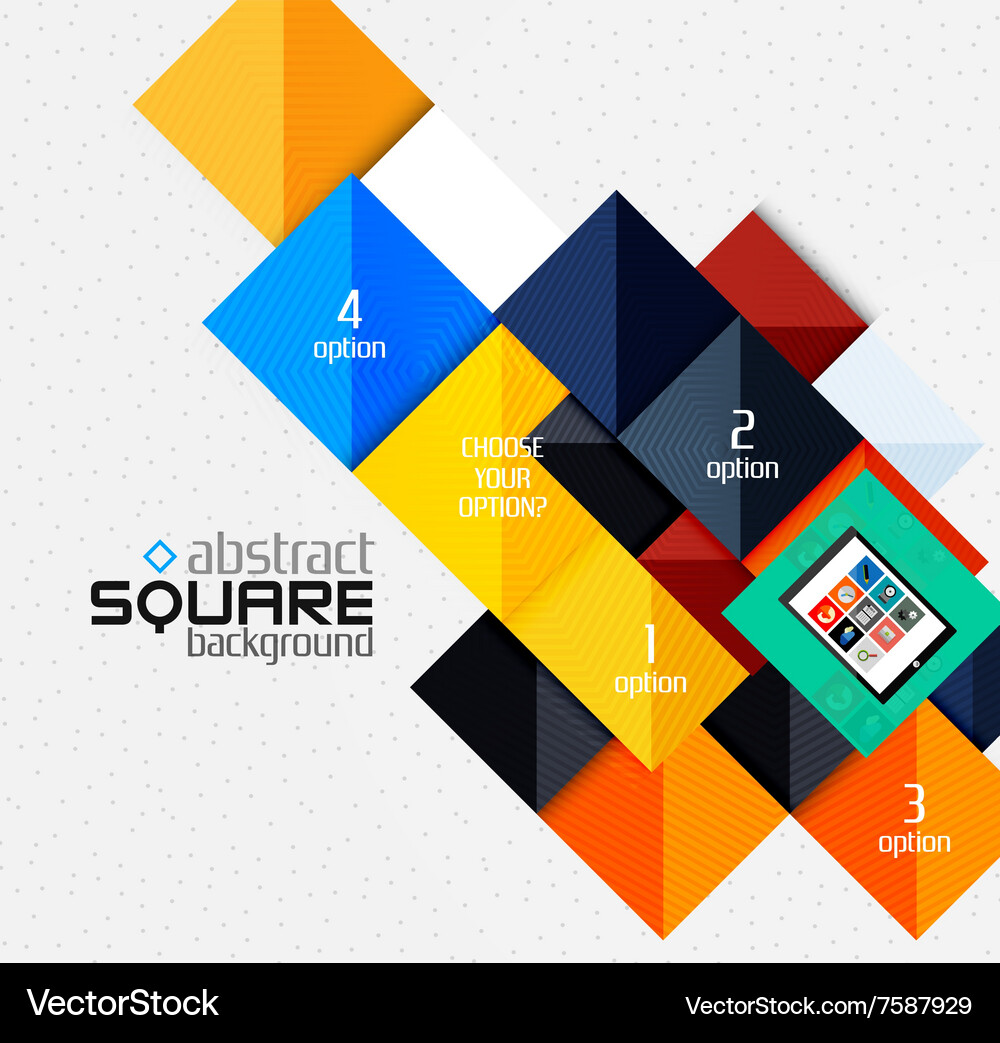 Geometric square shapes and infographic option Vector Image