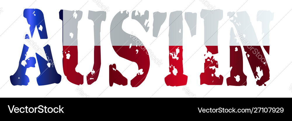 Texas state flag as austin text Royalty Free Vector Image