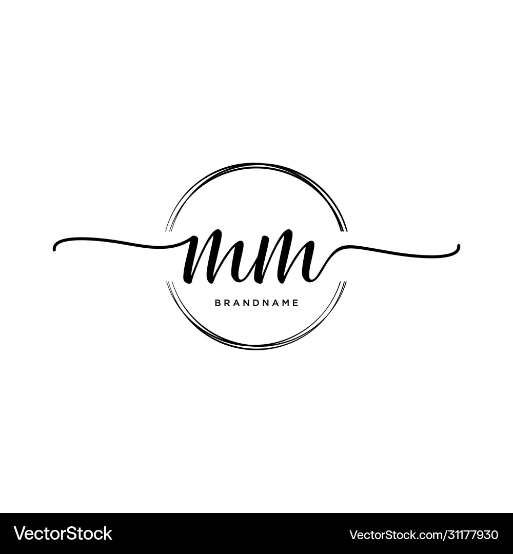 Mm initial handwriting logo with circle template Vector Image
