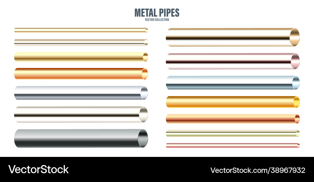 Various steel and copper pipes collection Vector Image