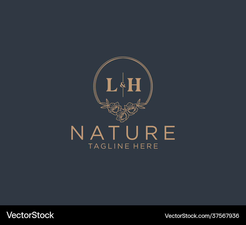 Initial lh letters floral frames botanical Vector Image