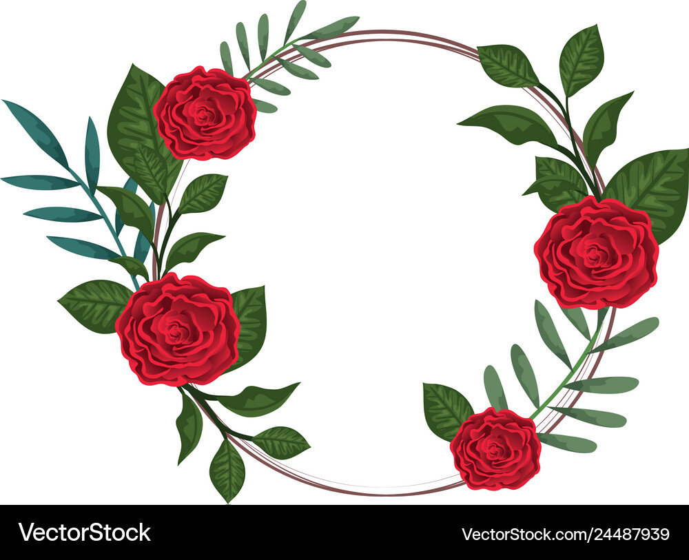 Circular roses decoration icon Royalty Free Vector Image
