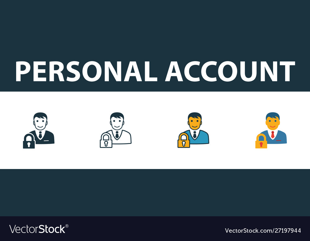 Personal account icon set four simple symbols Vector Image Personal account icon set four simple symbols Vector Image
