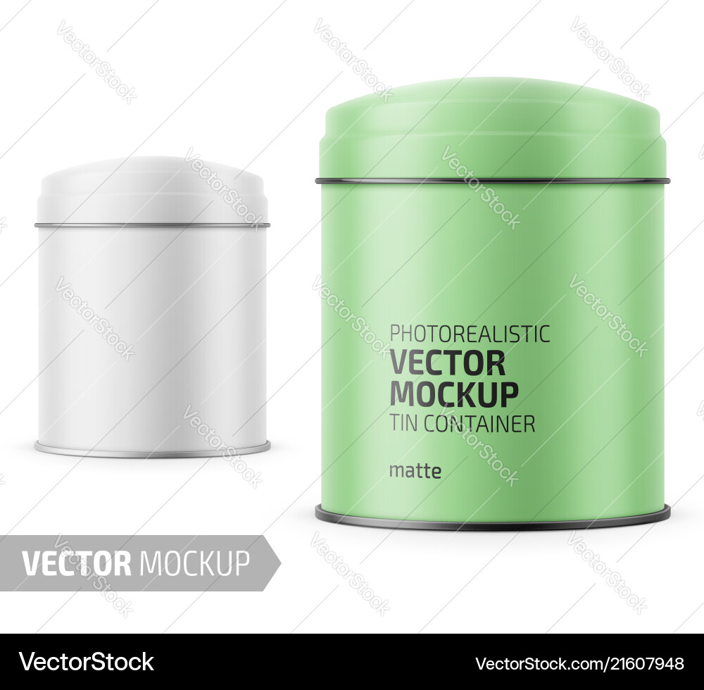Round matte tin can template with label Royalty Free Vector