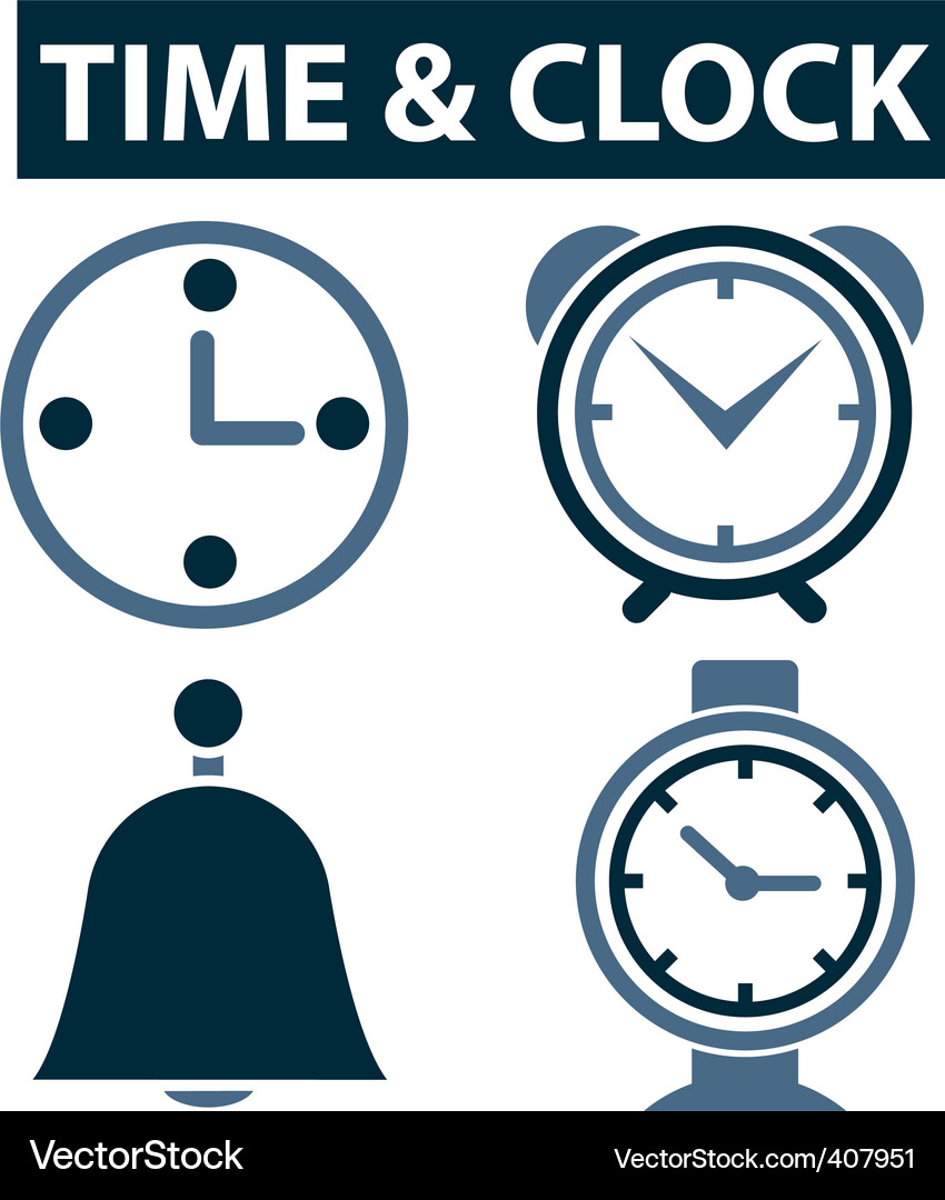 Time clock signs Royalty Free Vector Image - VectorStock