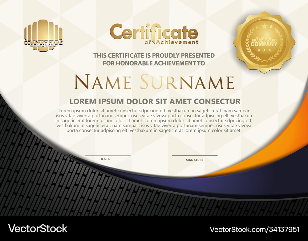 Certificate template with textured background Vector Image