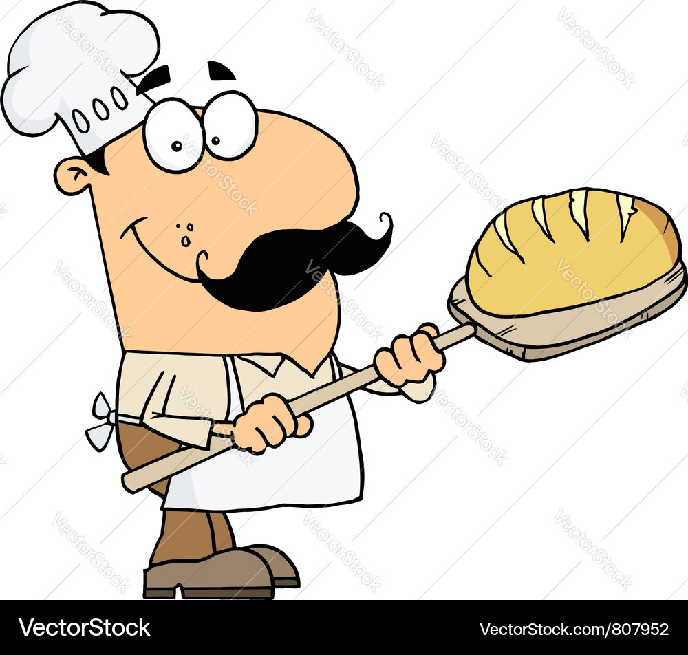 Caucasian Cartoon Bread Baker Man Royalty Free Vector Image