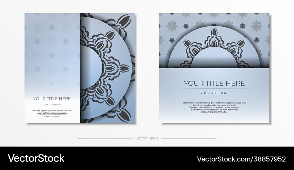 Square preparing blue postcards with luxurious Vector Image