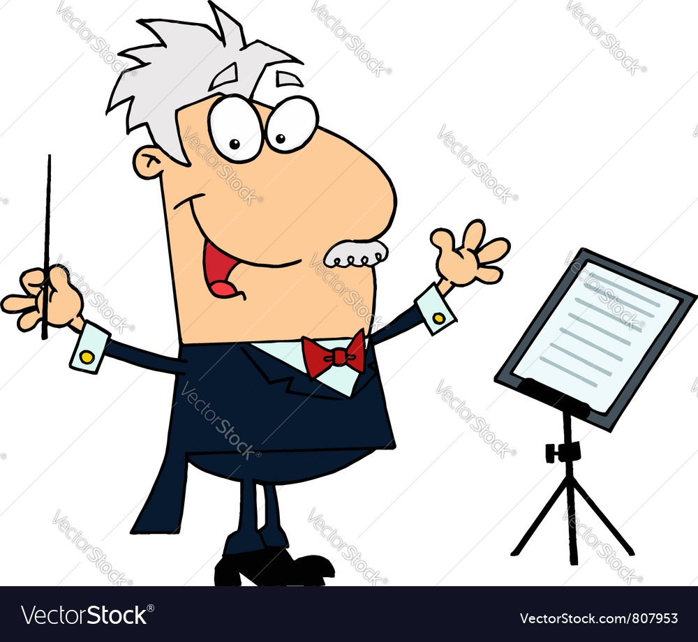 Caucasian Cartoon Music Conductor Man Royalty Free Vector