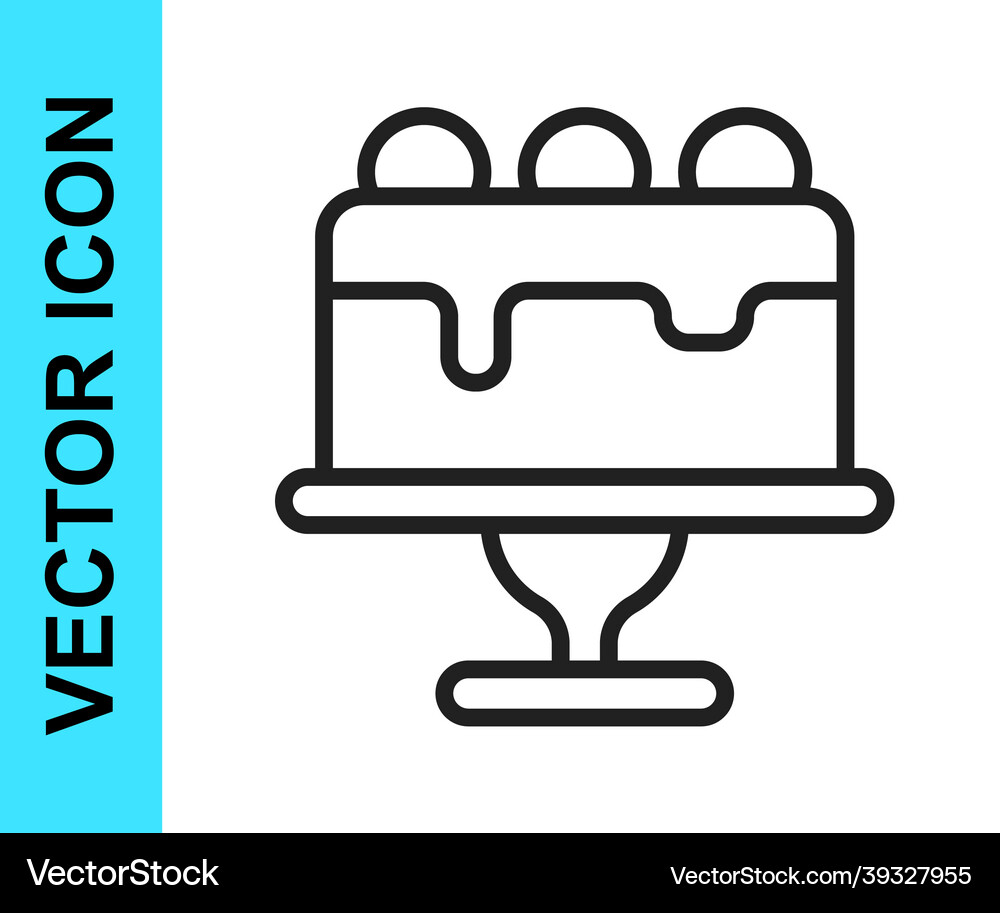 Black line cake icon isolated on white background Vector Image