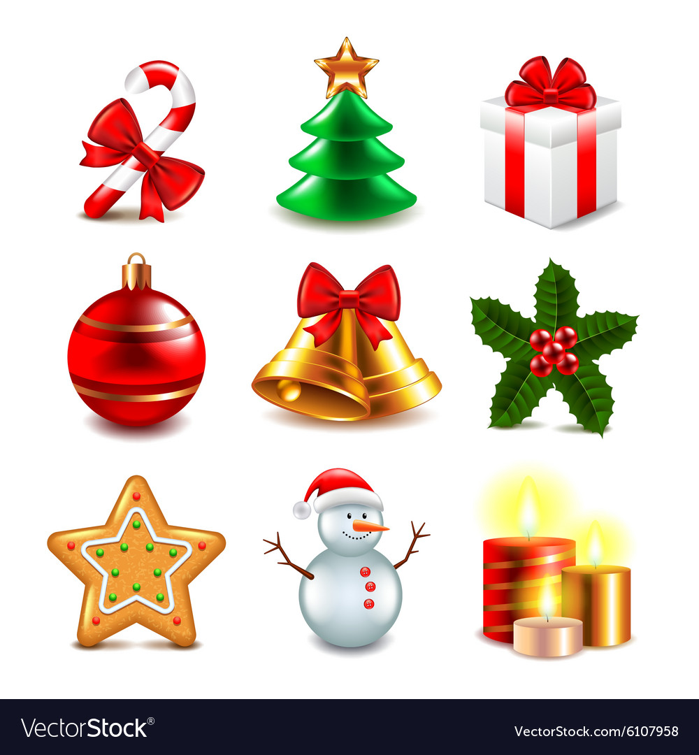 Christmas objects set Royalty Free Vector Image