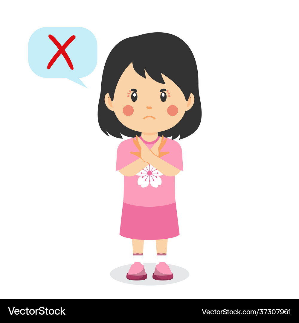Cute kid girl carry wrong sign Royalty Free Vector Image