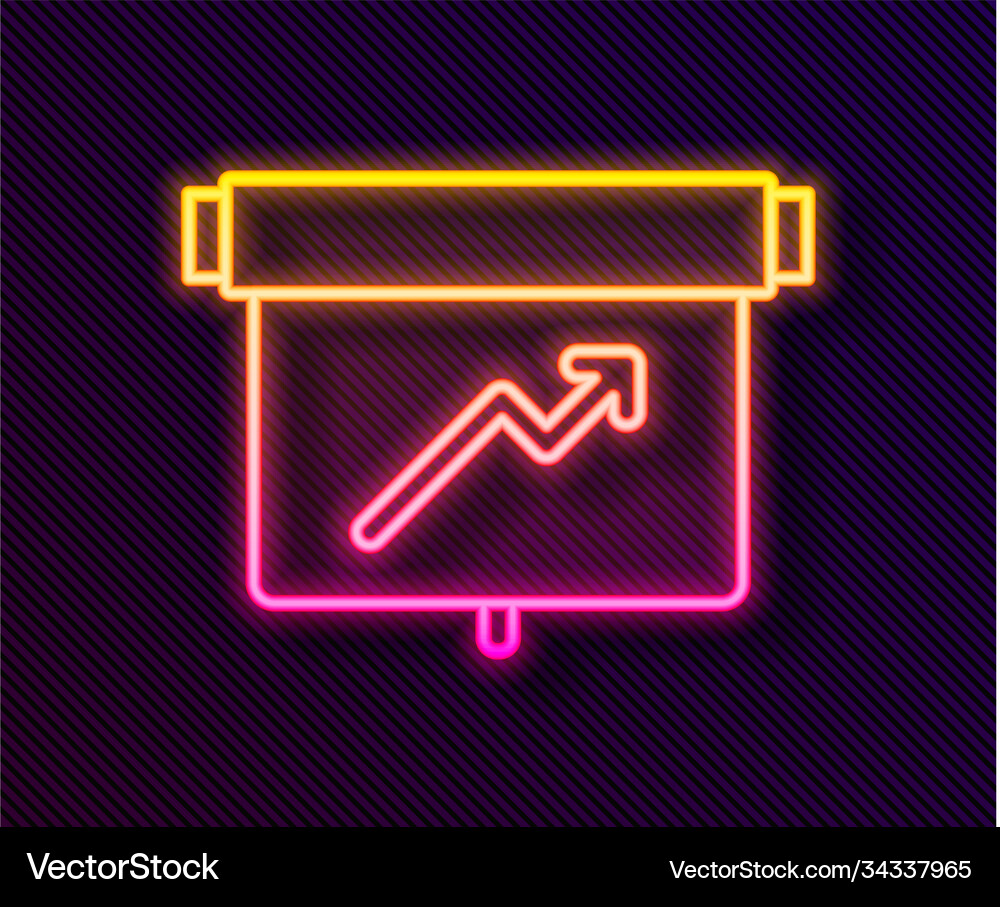 Glowing neon line board with graph chart icon Vector Image
