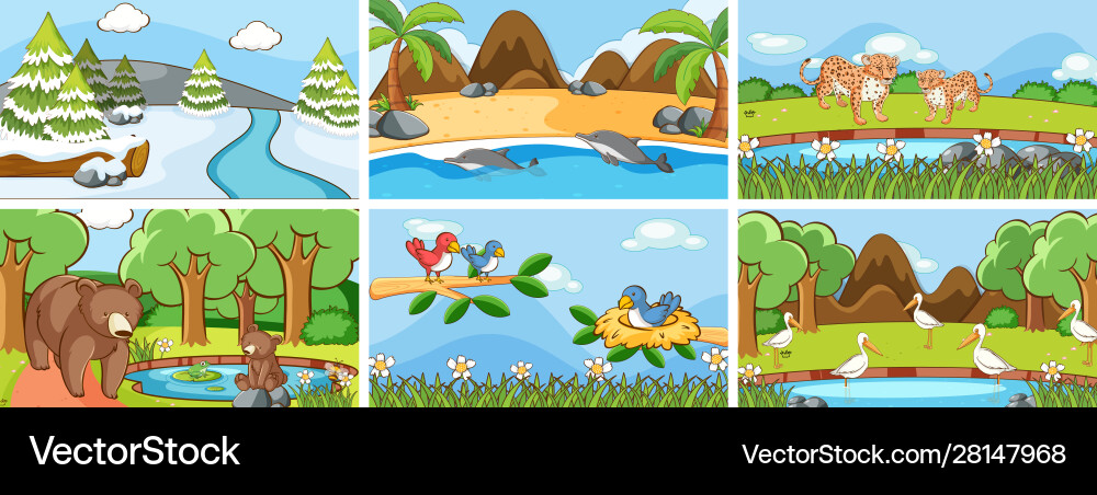 Background scenes animals in wild Royalty Free Vector Image