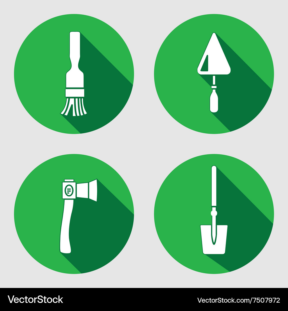 Tool icon set brush trowel spattle surfacer Vector Image