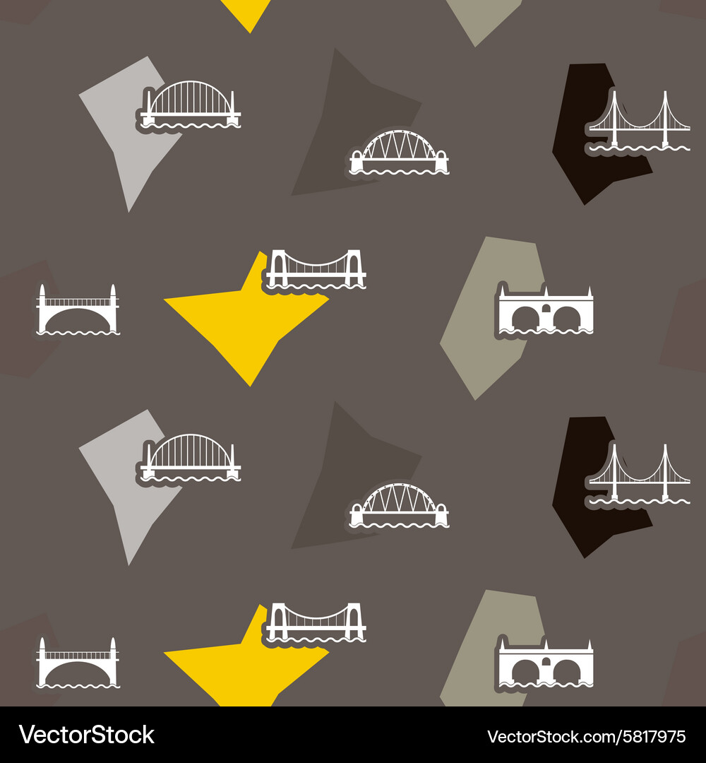 Seamless background with different bridges Vector Image