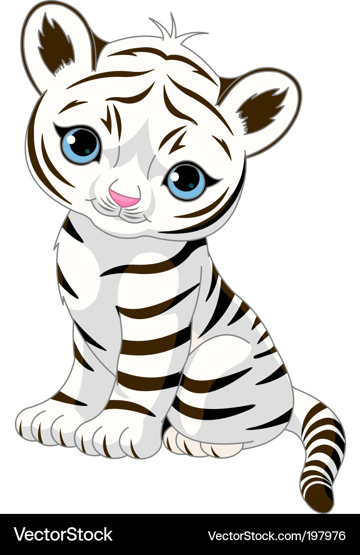 Cute white tiger cub Royalty Free Vector Image