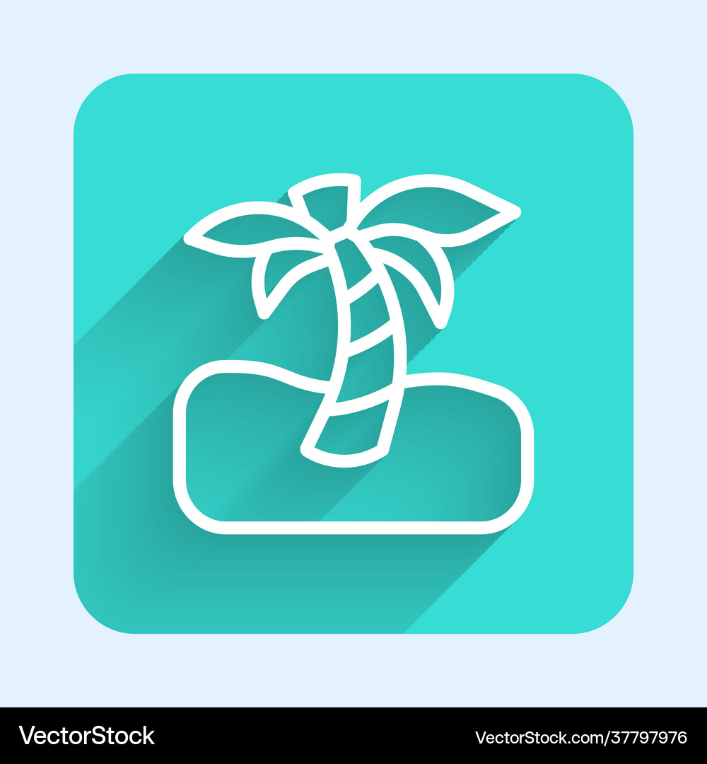 White line tropical palm tree icon isolated Vector Image