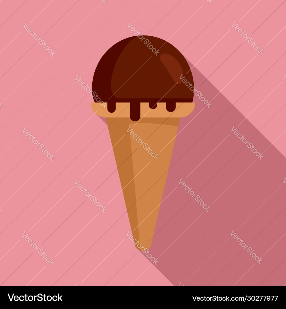Chocolate ball ice cream icon flat style Vector Image