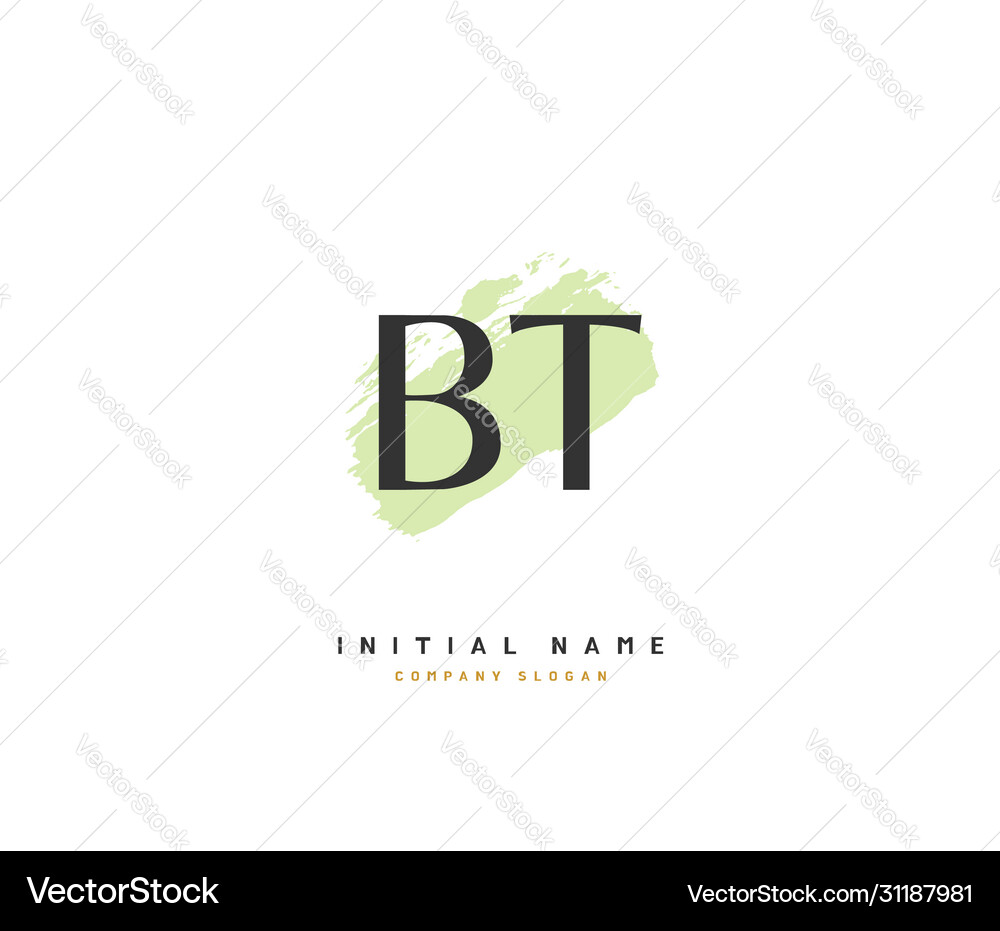 B t bt beauty initial logo handwriting logo Vector Image