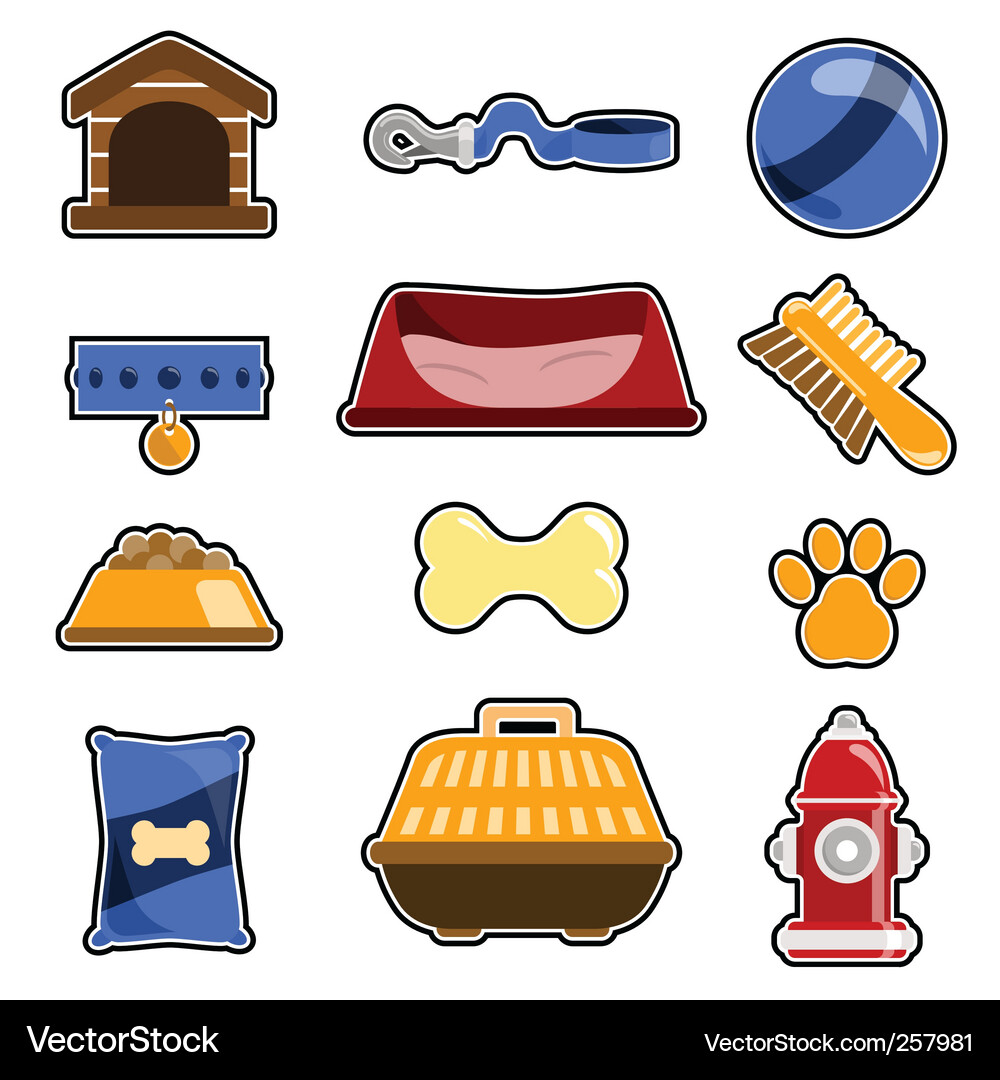 Dog object icon set Royalty Free Vector Image - VectorStock