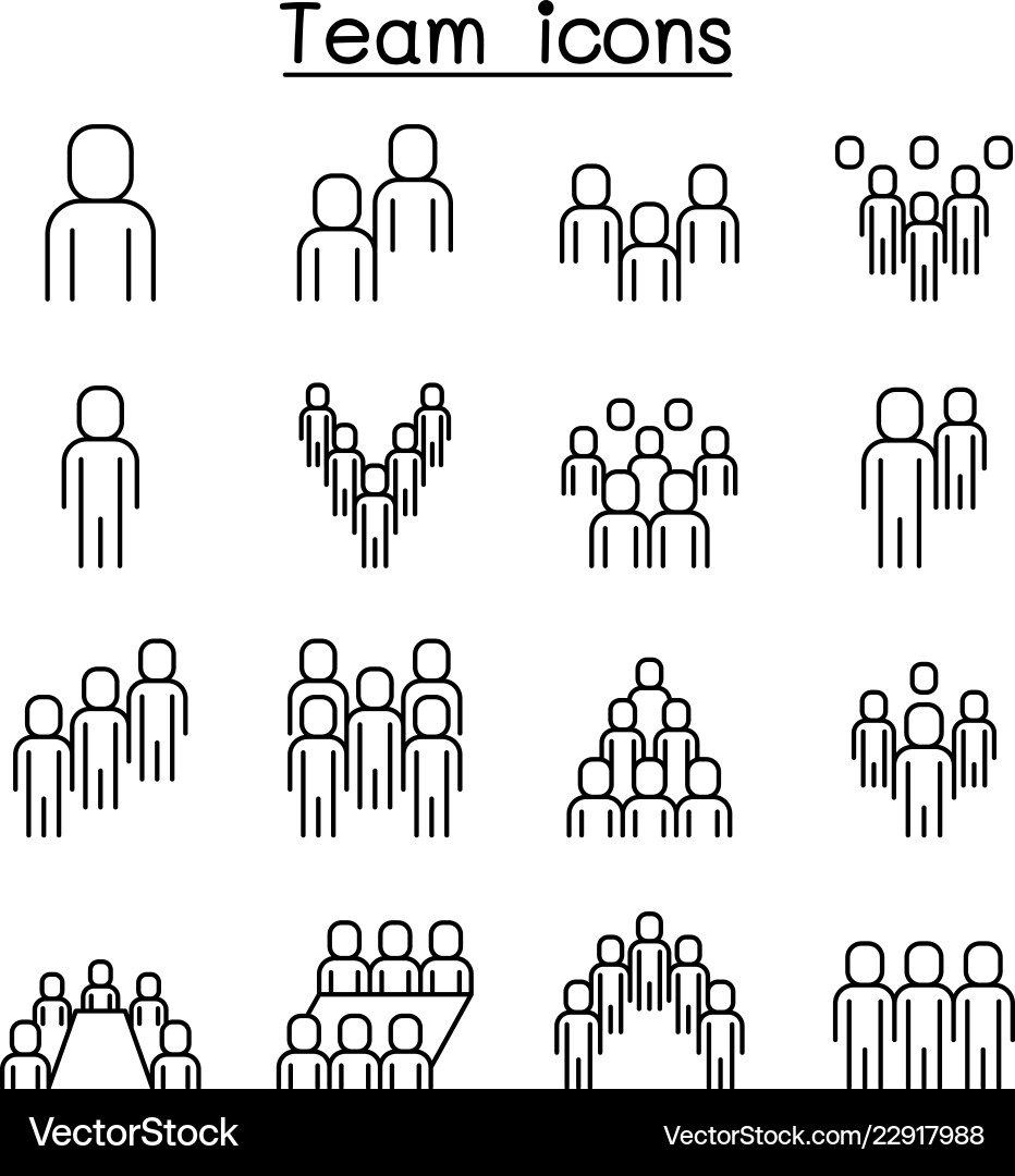 People icon set in thin line style Royalty Free Vector Image