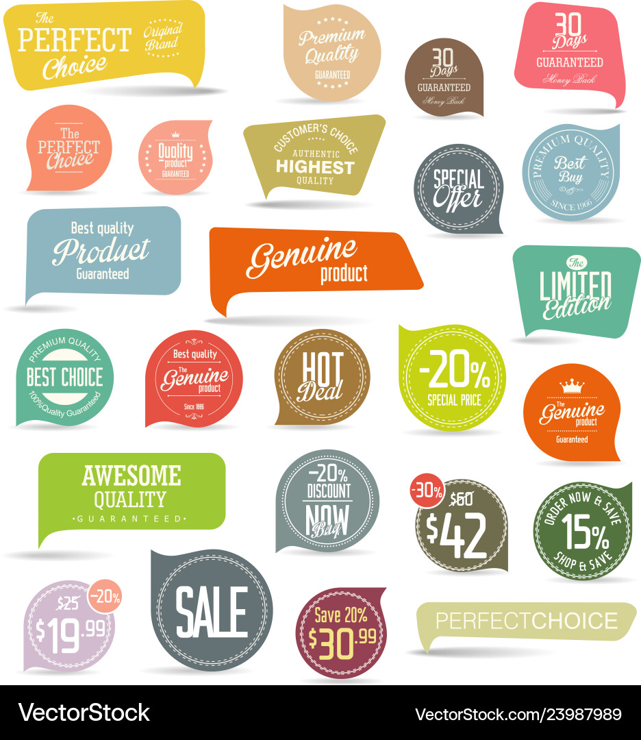 Modern colorful badges collection 2 Royalty Free Vector