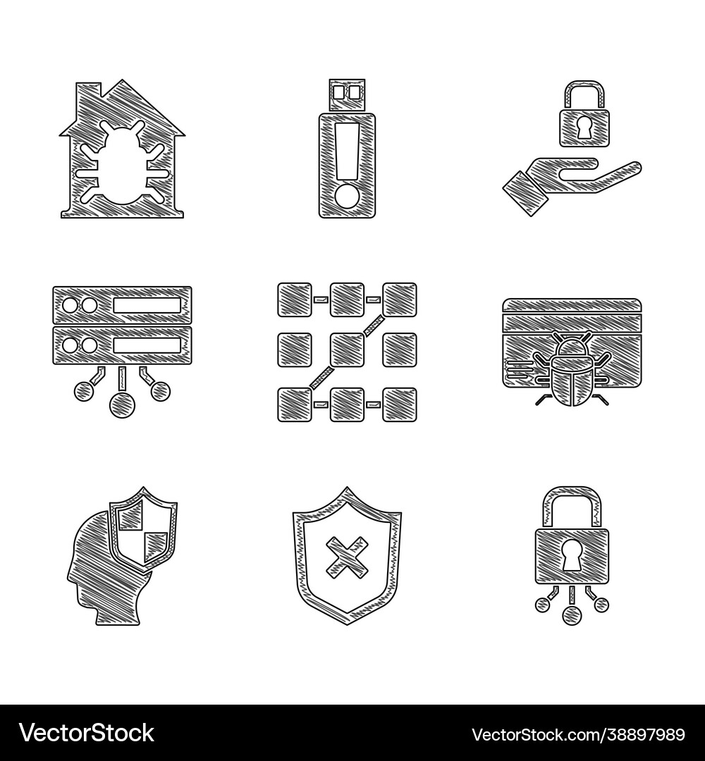 Set graphic password protection shield with cross Vector Image